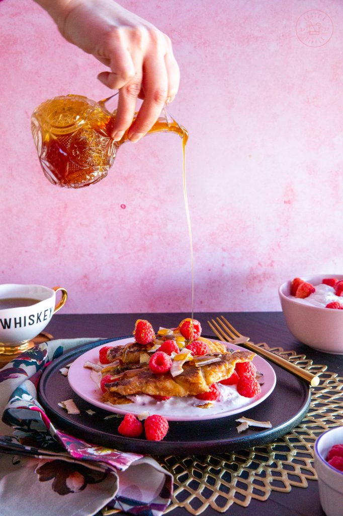 Raspberry Coconut Croissant French Toast - Taste and Tipple